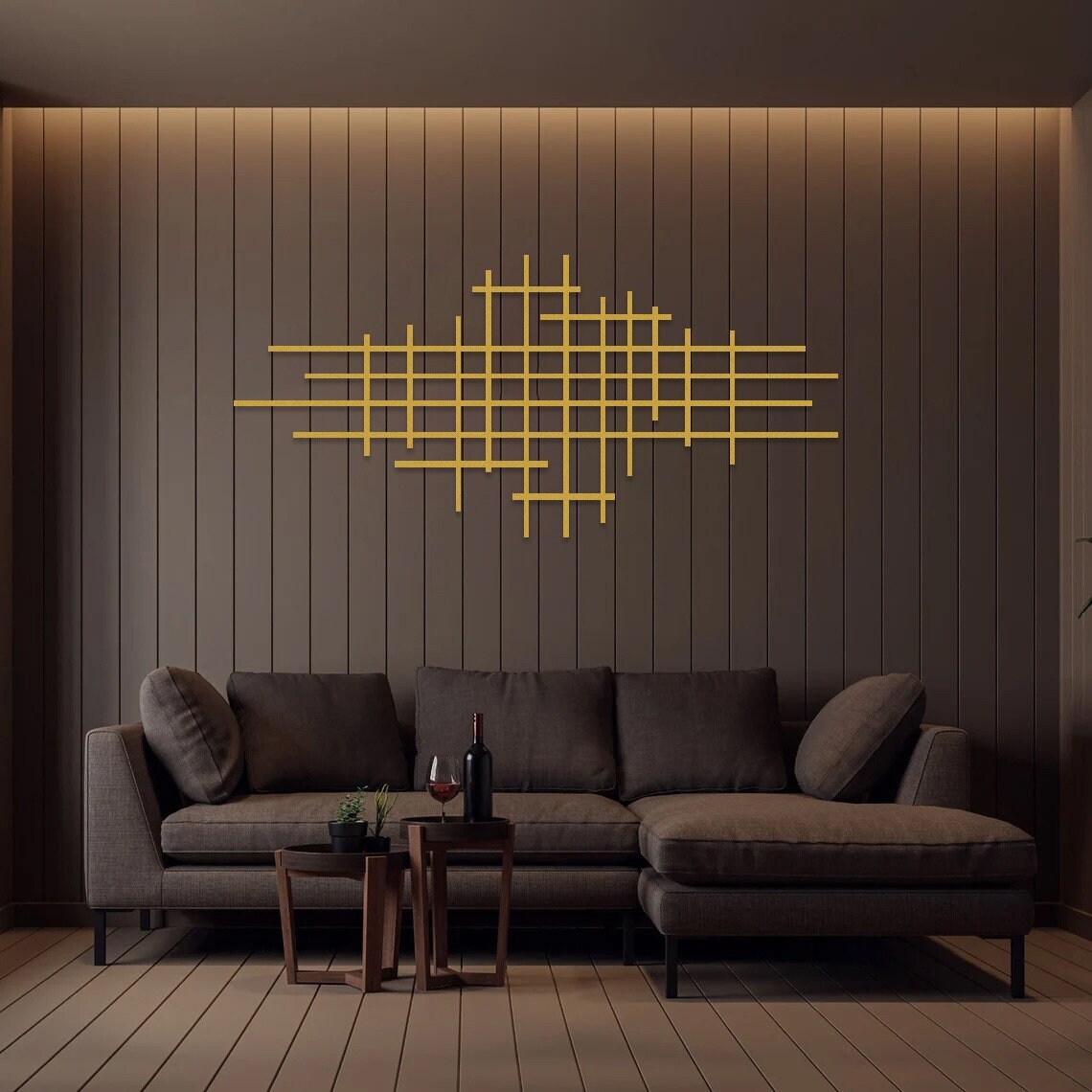 Modern Luxury Style Line Wall Art, Minimalist Line Art, Geometric Metal ...