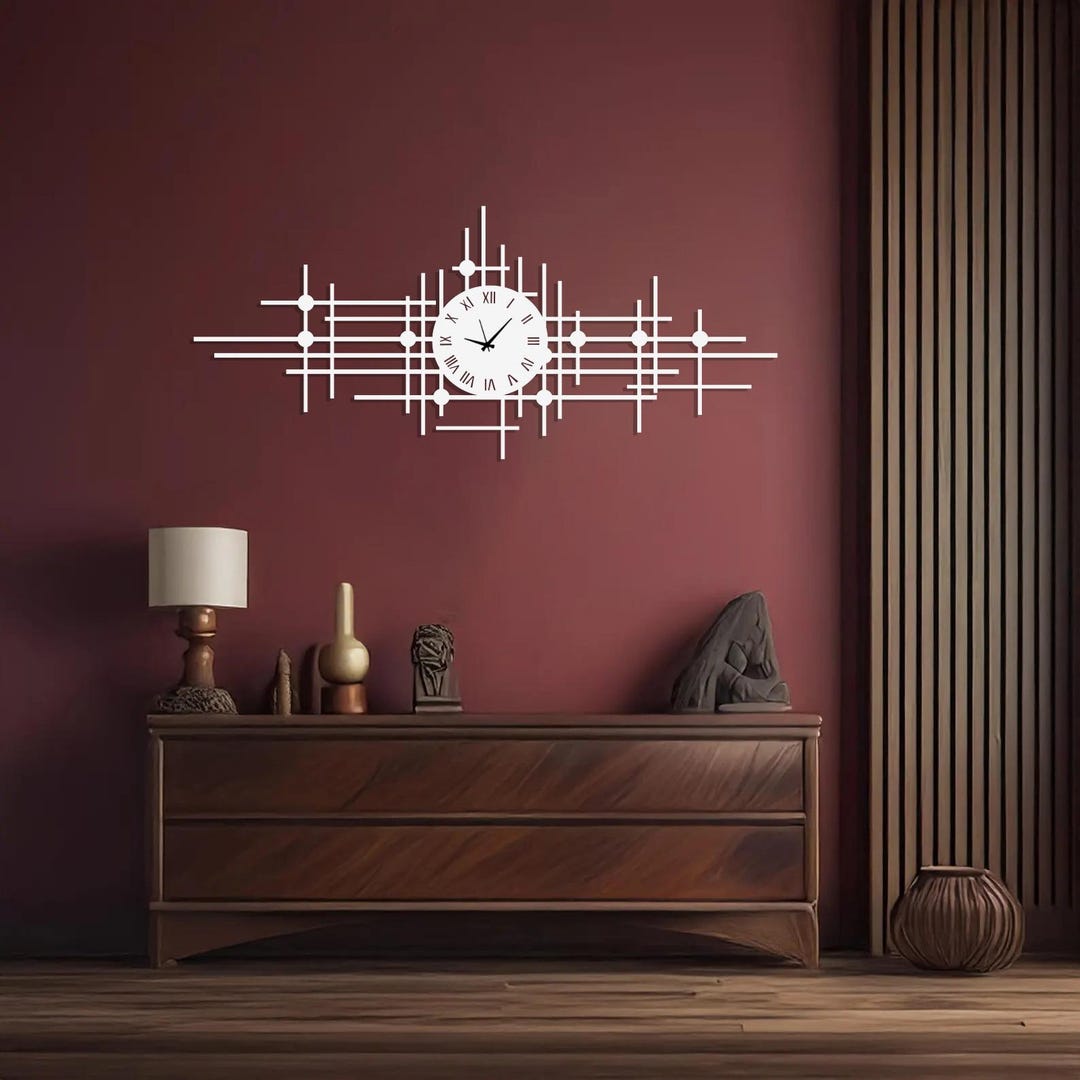 Modern Wall Clock, Unique Minimalist Large Metal Wall Clock, Metal Wall ...
