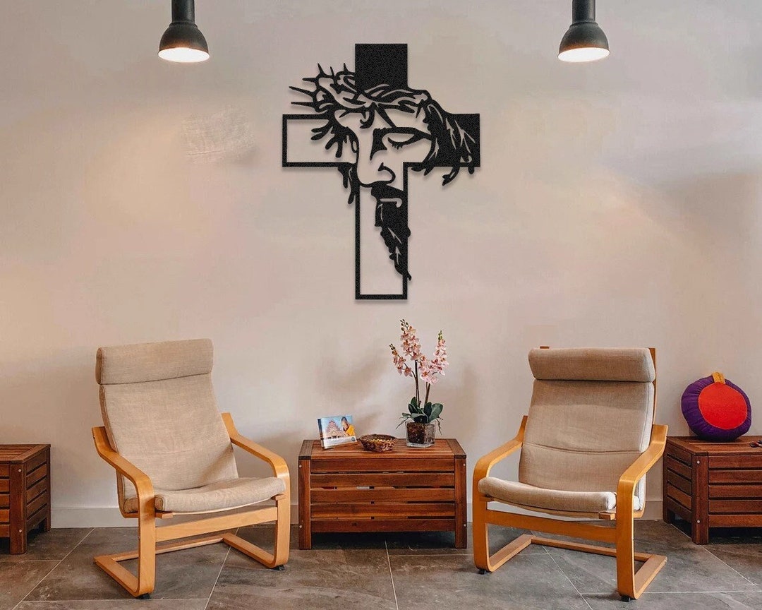 Jesus Metal Wall Art, Home Decor and Gifts, Cross Metal Sign, Large ...