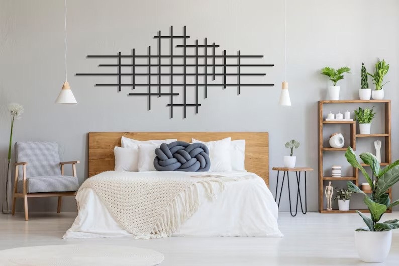 Modern Luxury Style Line Wall Art, Minimalist Line Art, Geometric Metal ...