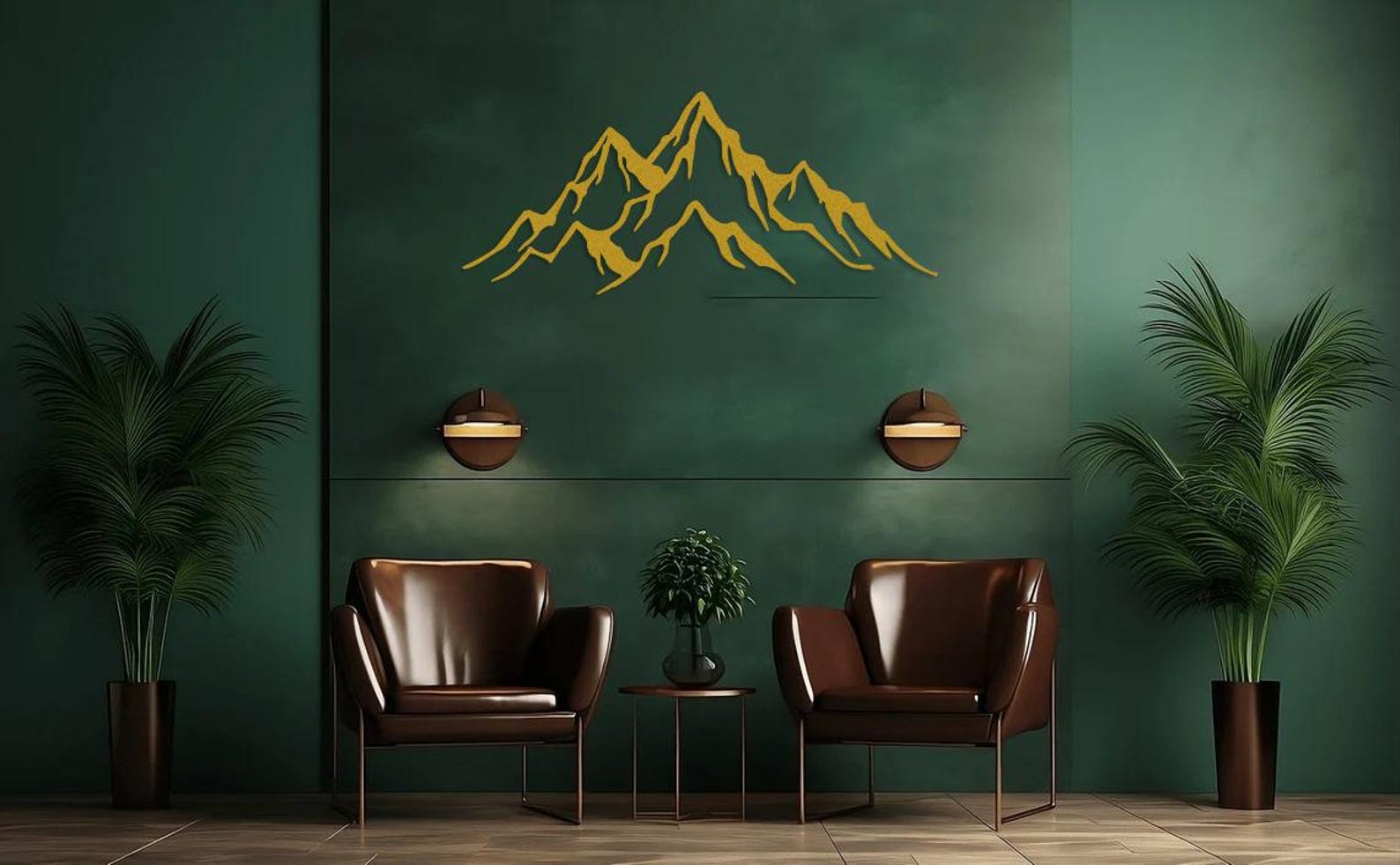 Mountain Range View Wall Decor, Large Line Mountain Metal Wall Art ...