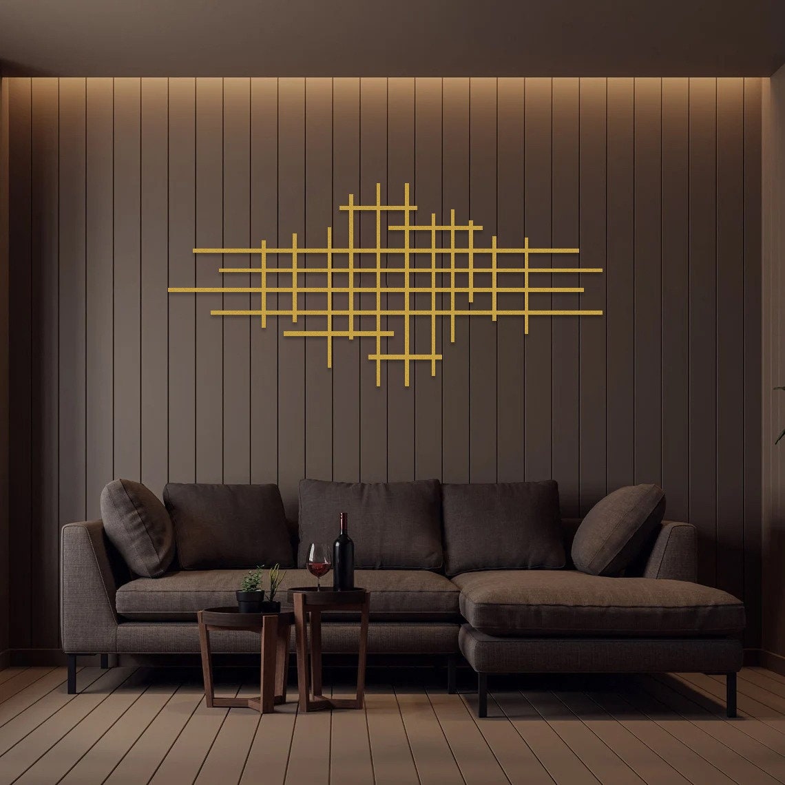 Modern Luxury Style Line Wall Art, Minimalist Line Art, Geometric Metal ...