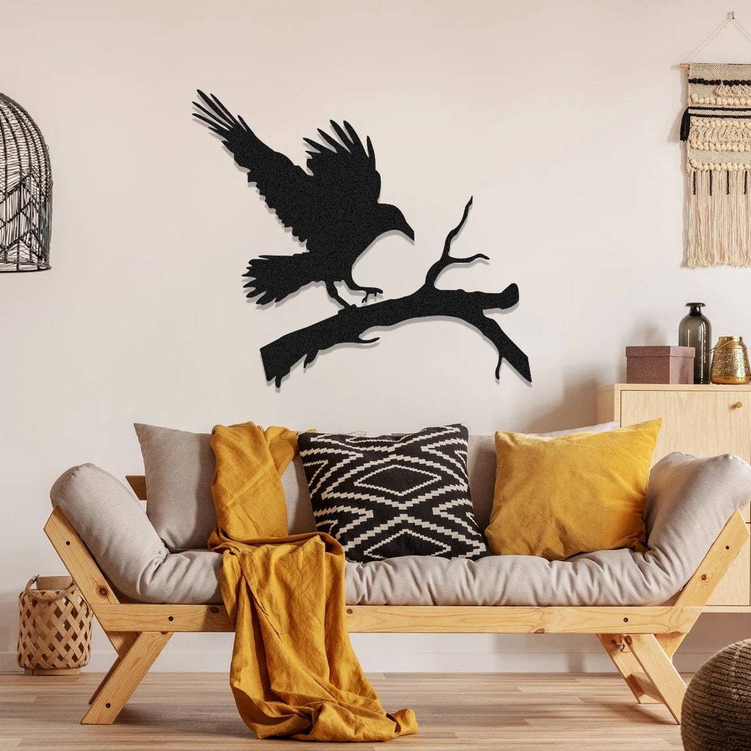 Raven, Metal Wall Art, Raven Wall Decor, Bird Metal Wall Decor, Metal ...