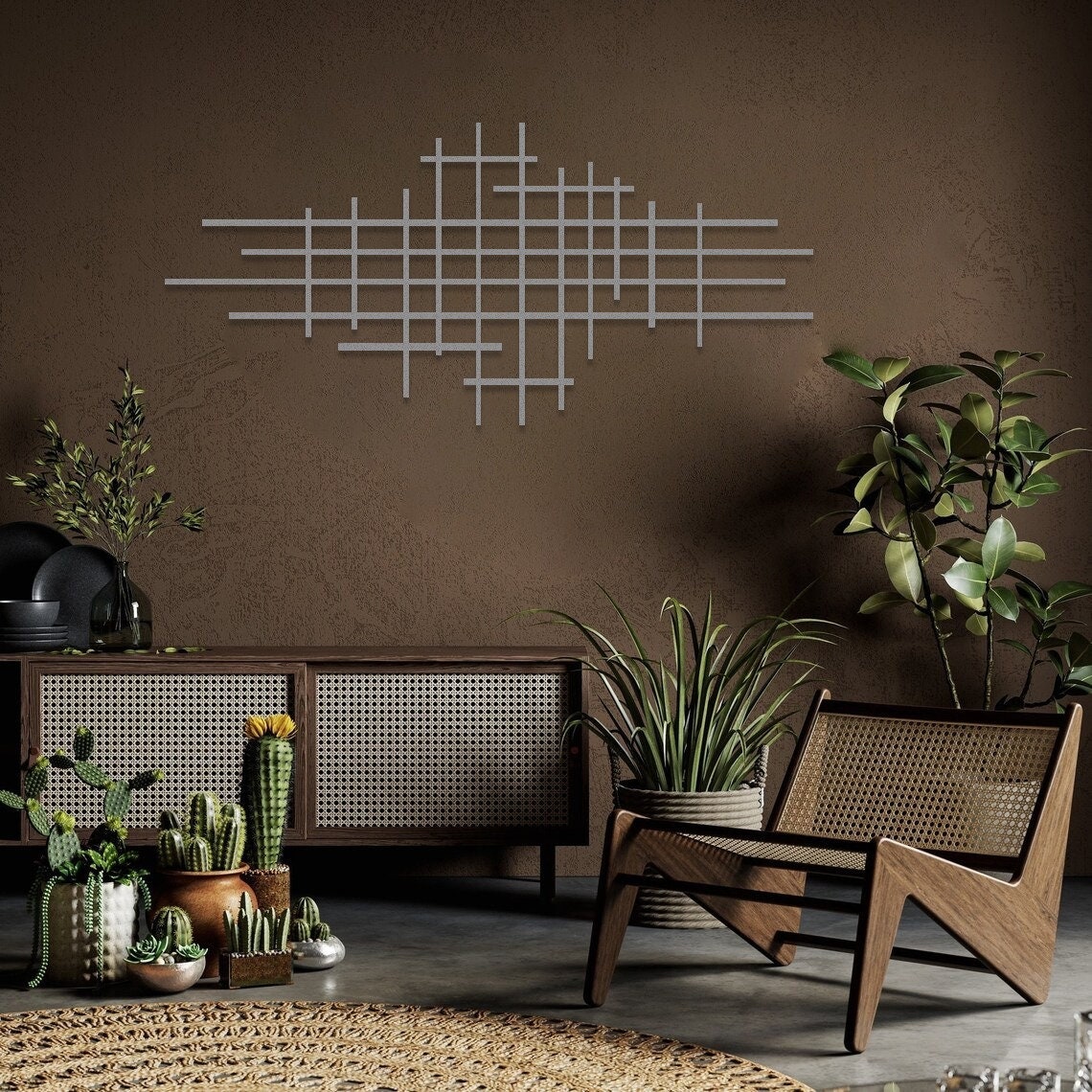 Modern Luxury Style Line Wall Art, Minimalist Line Art, Geometric Metal ...