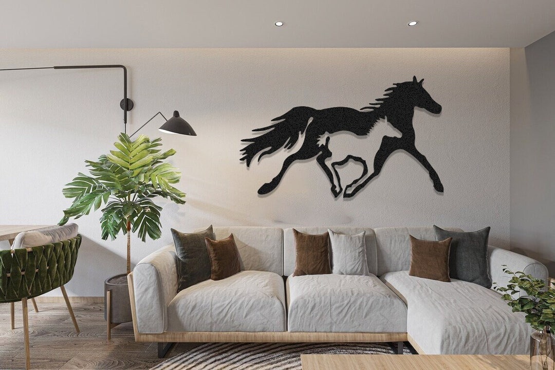 Running Horses Metal Wall Art, Minimalist Line Decor - Etsy