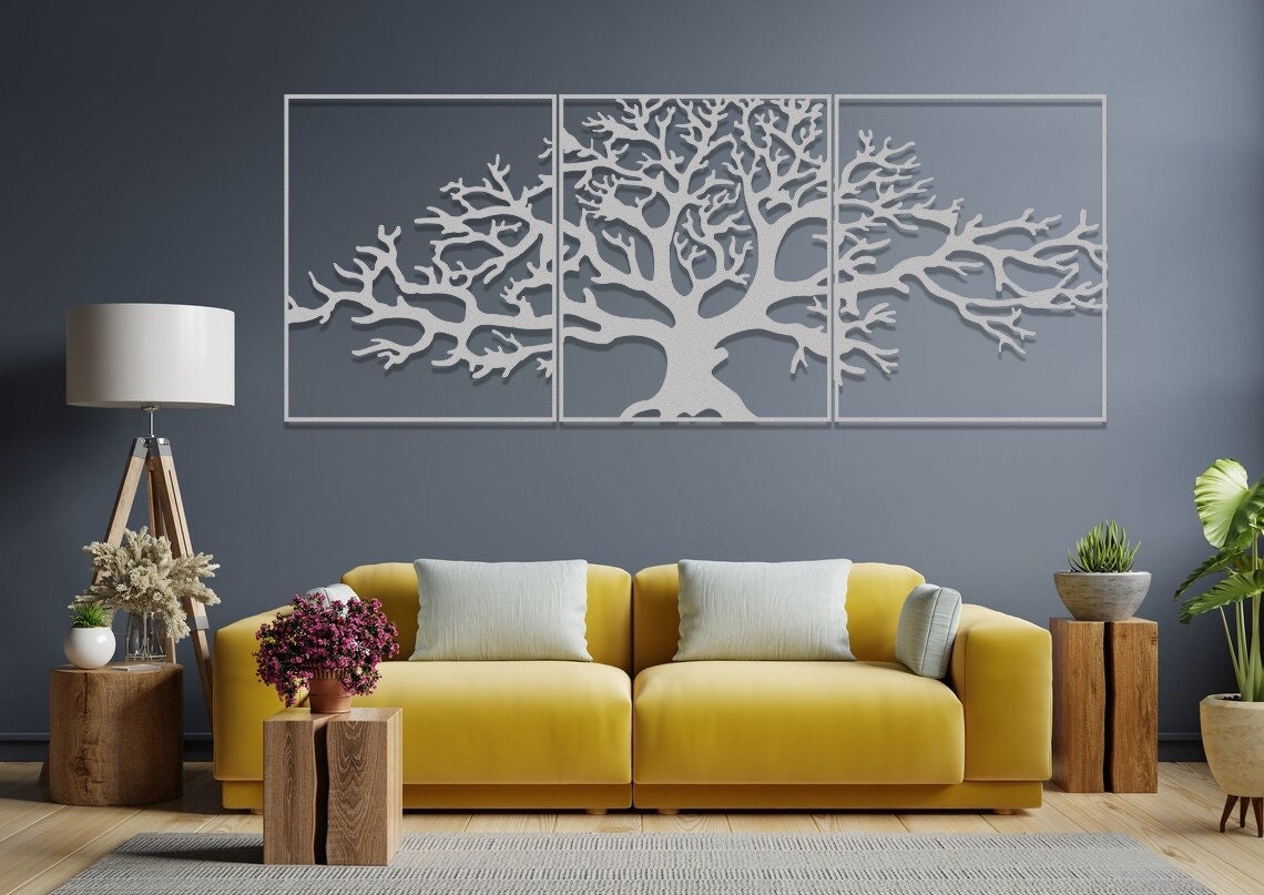 HANDMADE Metall Wand Kunst Baum des Lebens 3 Panels Metall Wand Dekor ...