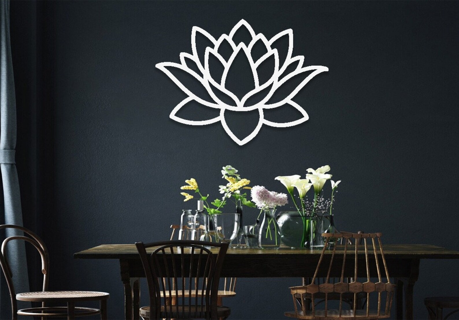 Lotus Flower Metal Wall Decor, Metal Wall Sculpture, Large Outdoor Wall ...
