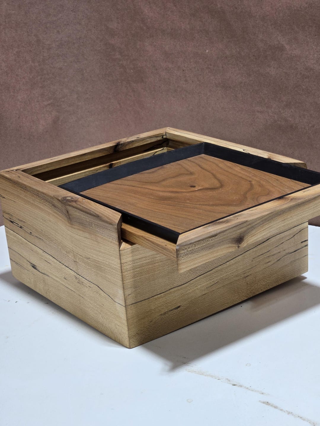Sliding Tray Top Box, Spalted Maple and Ebony Wood - Etsy