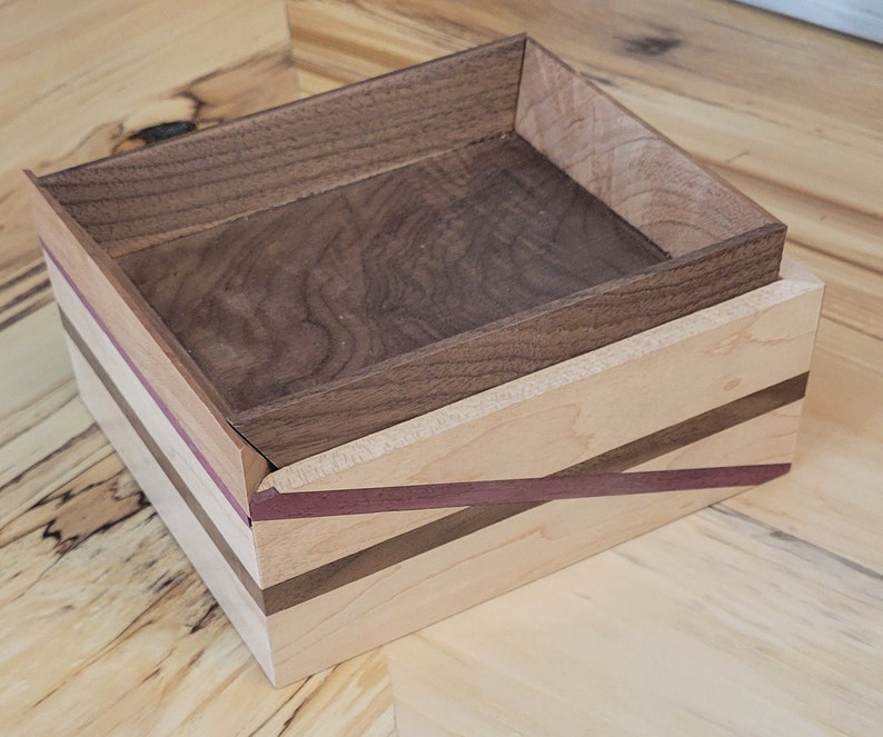 Box, Sliding Tray Top, Hardwood Inlay - Etsy