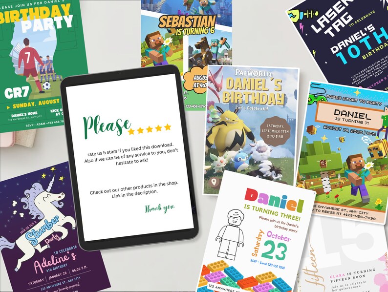 Palworld Birthday Invitation, Boy Gamer Invitation, Printable Birthday ...