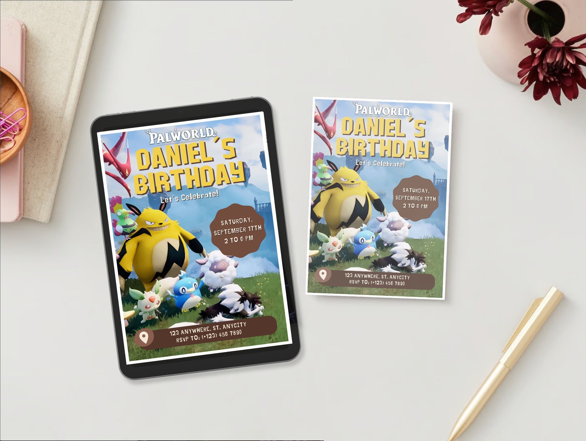 Palworld Birthday Invitation, Boy Gamer Invitation, Printable Birthday ...