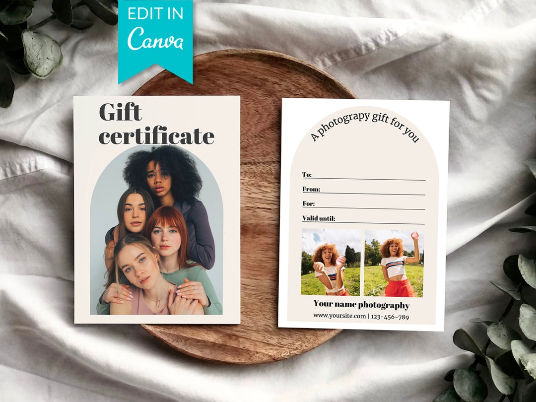 Arch Photography Gift Certificate Template, Boho Photographer Gift Card ...