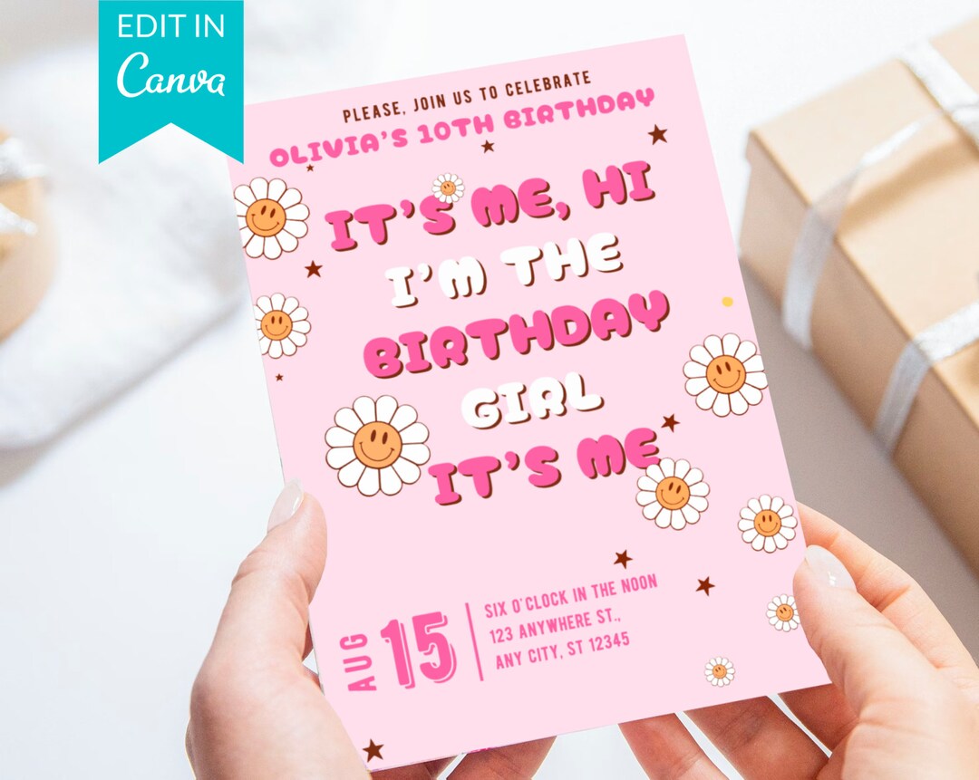 Taylor Swift Birthday Card Printable, Its Me Hi Birthday Invitation ...