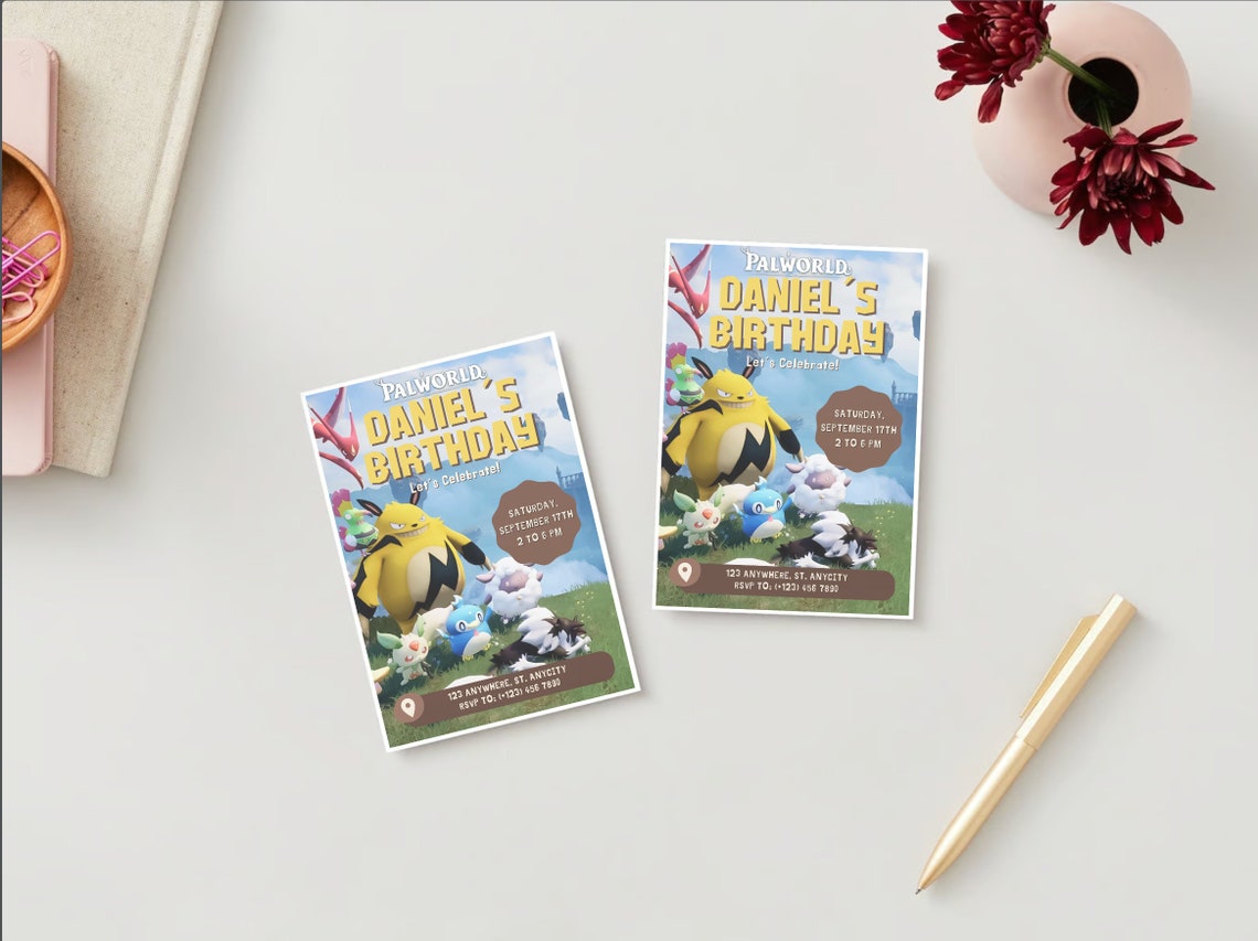 Palworld Birthday Invitation, Boy Gamer Invitation, Printable Birthday ...