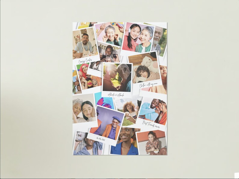 Polaroids Collage, Stacked Pics Photo Collage Template, Canva, Pile of ...