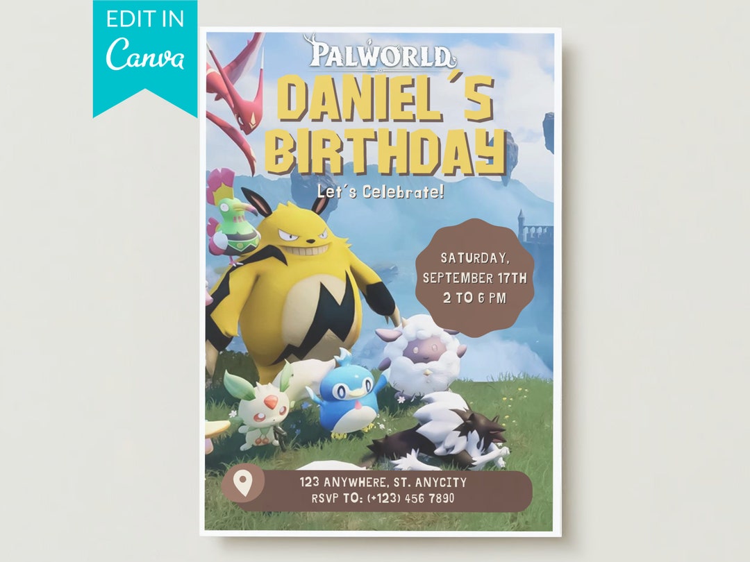 Palworld Birthday Invitation, Boy Gamer Invitation, Printable Birthday ...