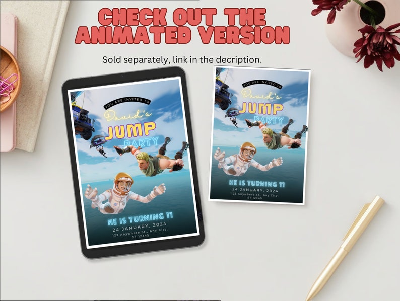 Boy Gamer Invitation, Printable Birthday Invitation, Editable Invite ...