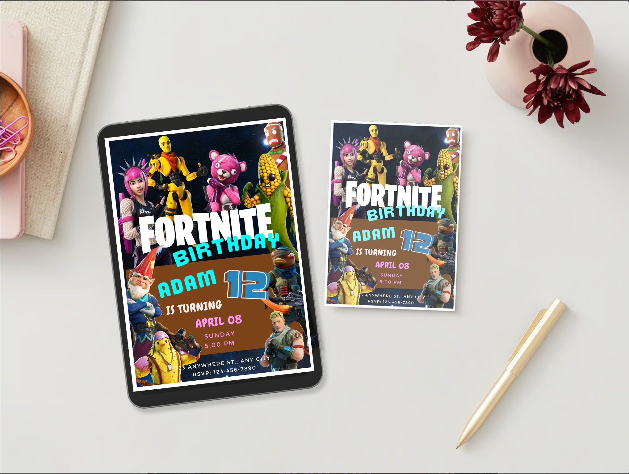 Boy Gamer Invitation, Printable Birthday Invitation, Editable Invite ...