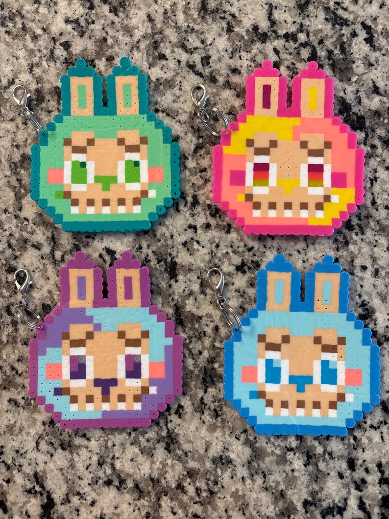 Labubu Perler Bead Keychain: Handmade Bag Charm - Etsy
