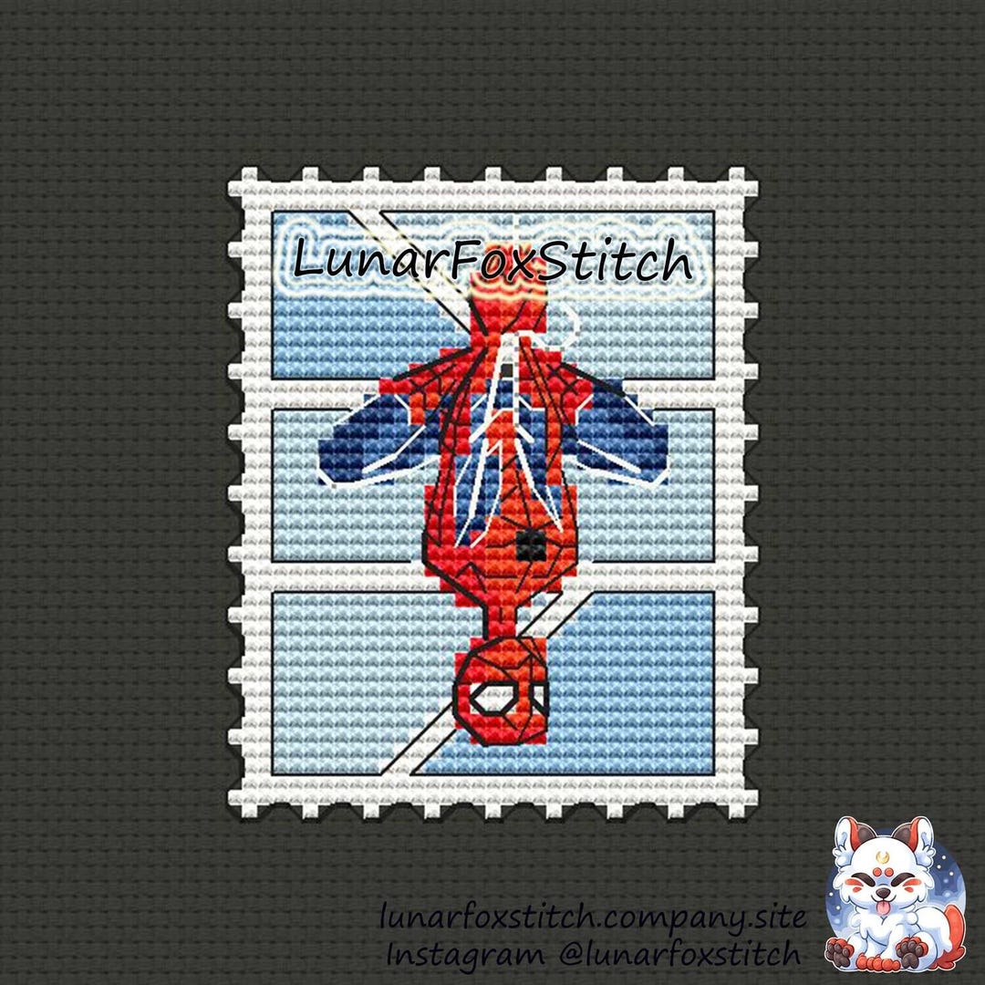 Spider Postage Stamp Cross Stitch Pattern - Hero Comics Movie Cartoon ...