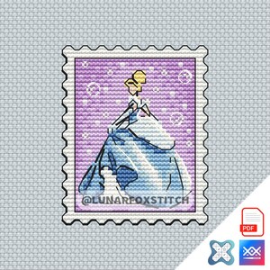 Princess in Blue Dress Postage Stamp Cross Stitch Pattern - Magic ...