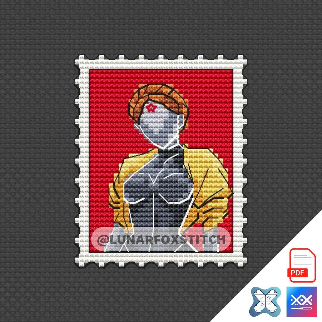 Red Star Girl Postage Stamp Cross Stitch Pattern (PDF Download) - Etsy