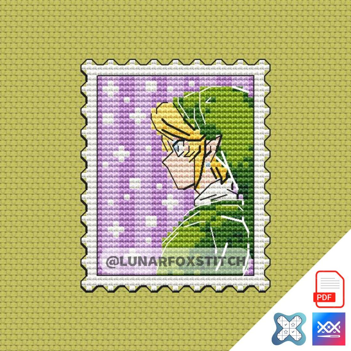 Hero Boy Postage Stamp Cross Stitch Pattern - Princess Dragon Anime ...