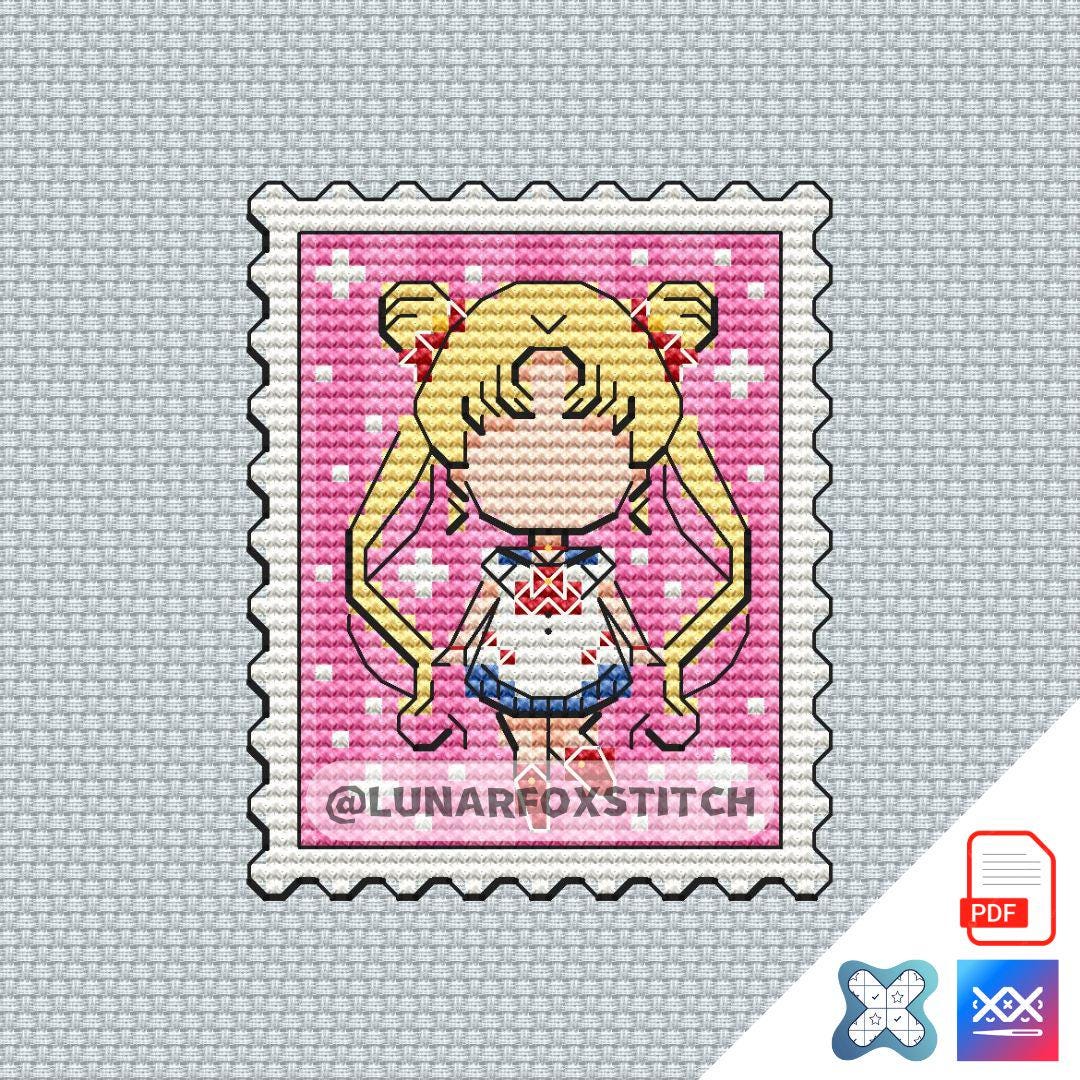 Sailor Anime Girl Postage Stamp Cross Stitch Pattern – Chibi Sjapan ...