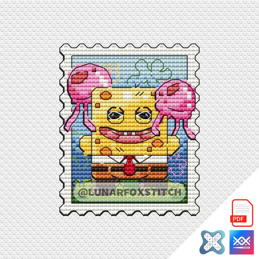 Yellow Furry Monster Postage Stamp Cross Stitch Pattern - Geek Sea Fish ...
