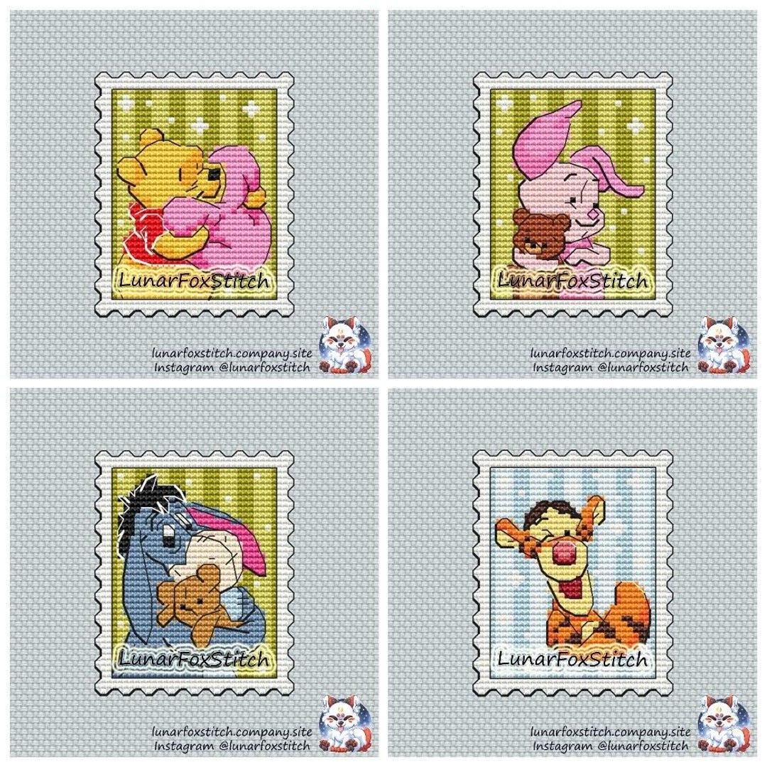 Friends (bear, Pig, Tiger, Donkey) - Set of 4 - Postage Stamp Cross ...