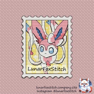 Pink Cat Postage Stamp Cross Stitch Pattern - Anime Character Geek Cute ...