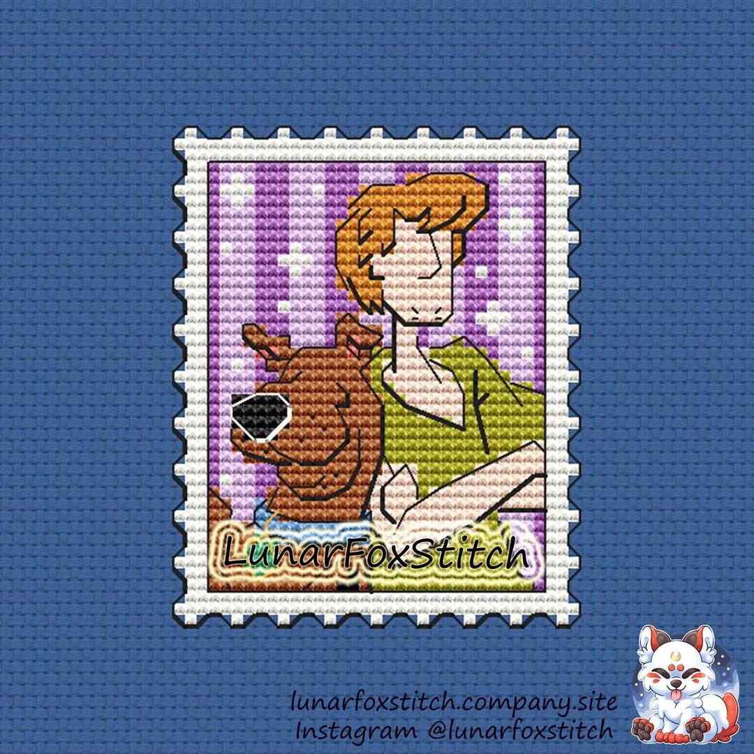 Detective Dog and Boy Postage Stamp Cross Stitch Pattern - Horror Anime ...