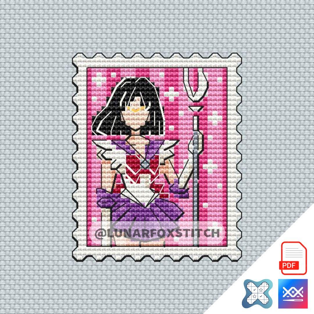 Sailor Anime Girl Purple Postage Stamp Cross Stitch Pattern – Kawaii ...