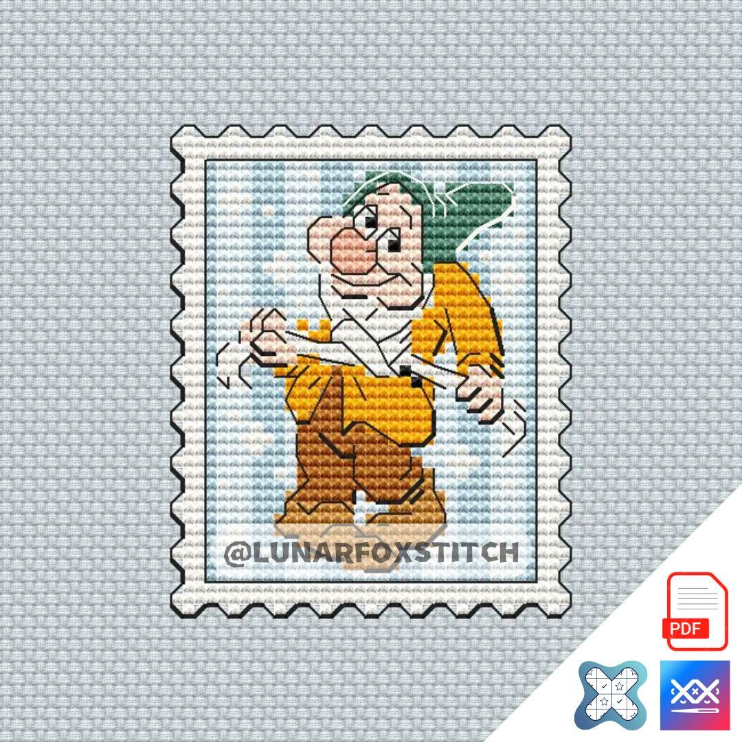 Shy Dwarf Postage Stamp Cross Stitch Pattern - Princess Apple Witch ...