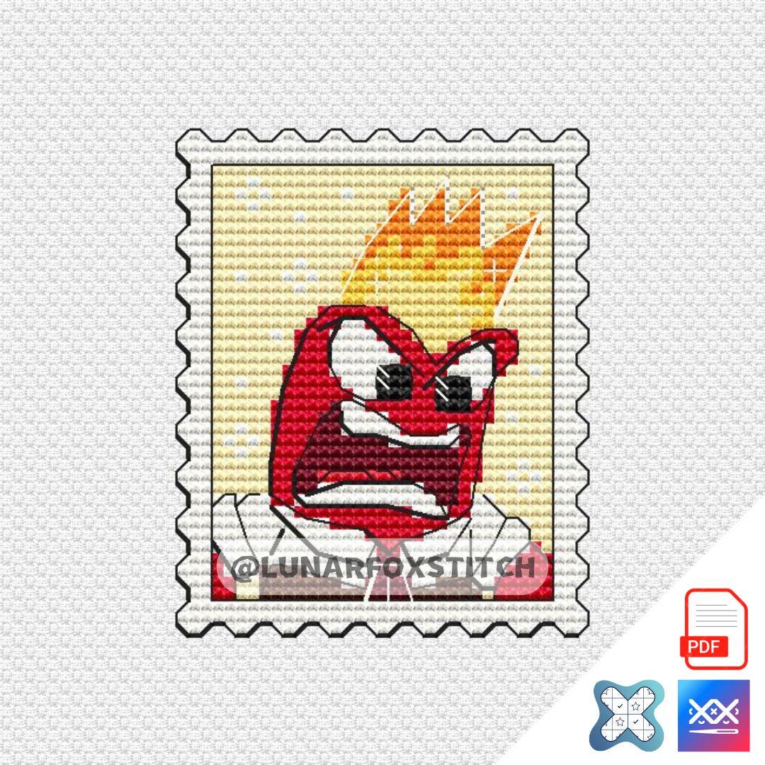 Angry Chibi Boy Postage Stamp Cross Stitch Pattern - Emotion Embroidery ...