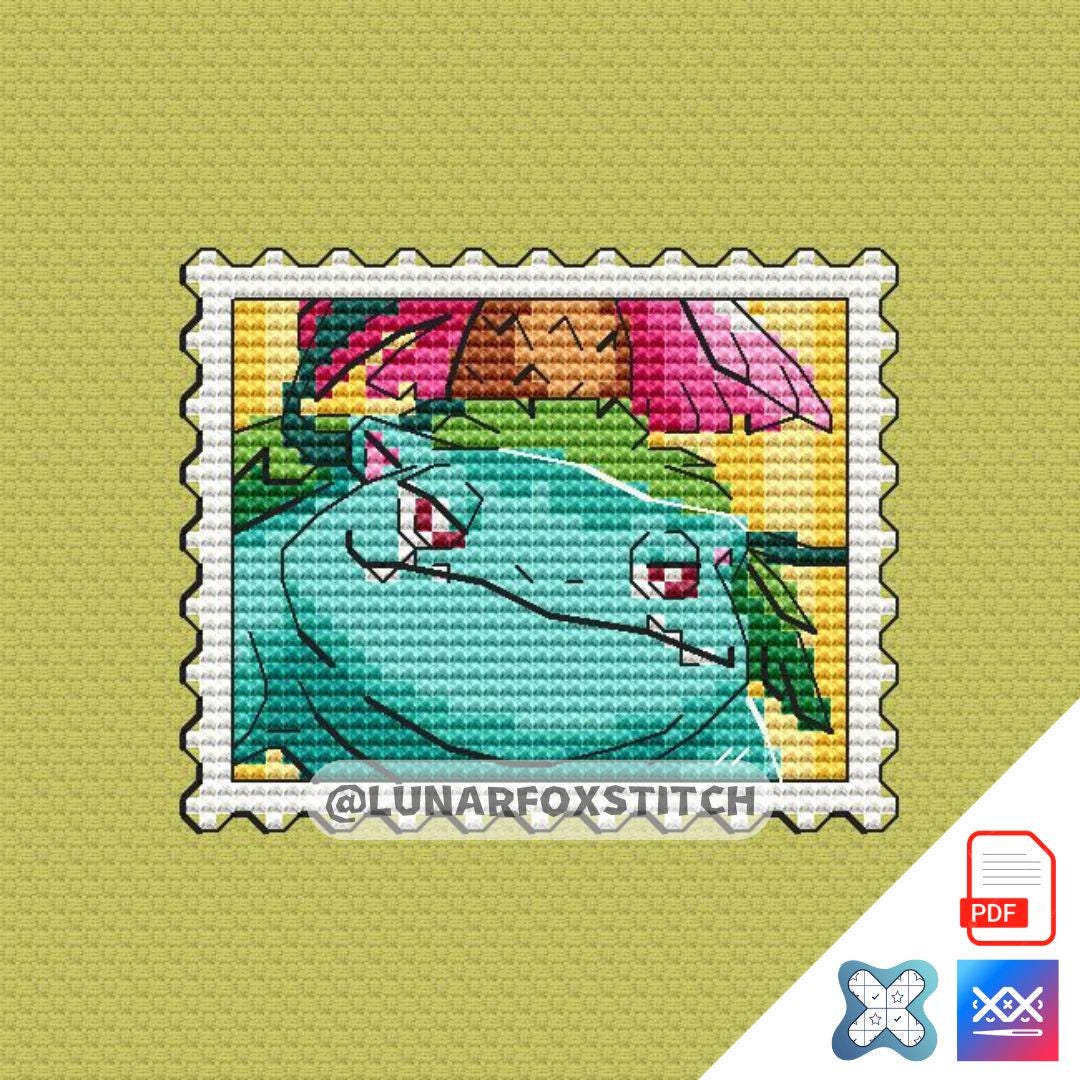 Grass Monster Postage Stamp Cross Stitch Pattern - Chibi Anime Japan ...