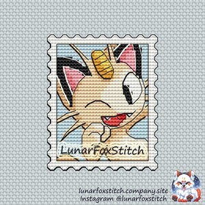 Cat Postage Stamp Cross Stitch Pattern - Anime Character Geek Cute ...
