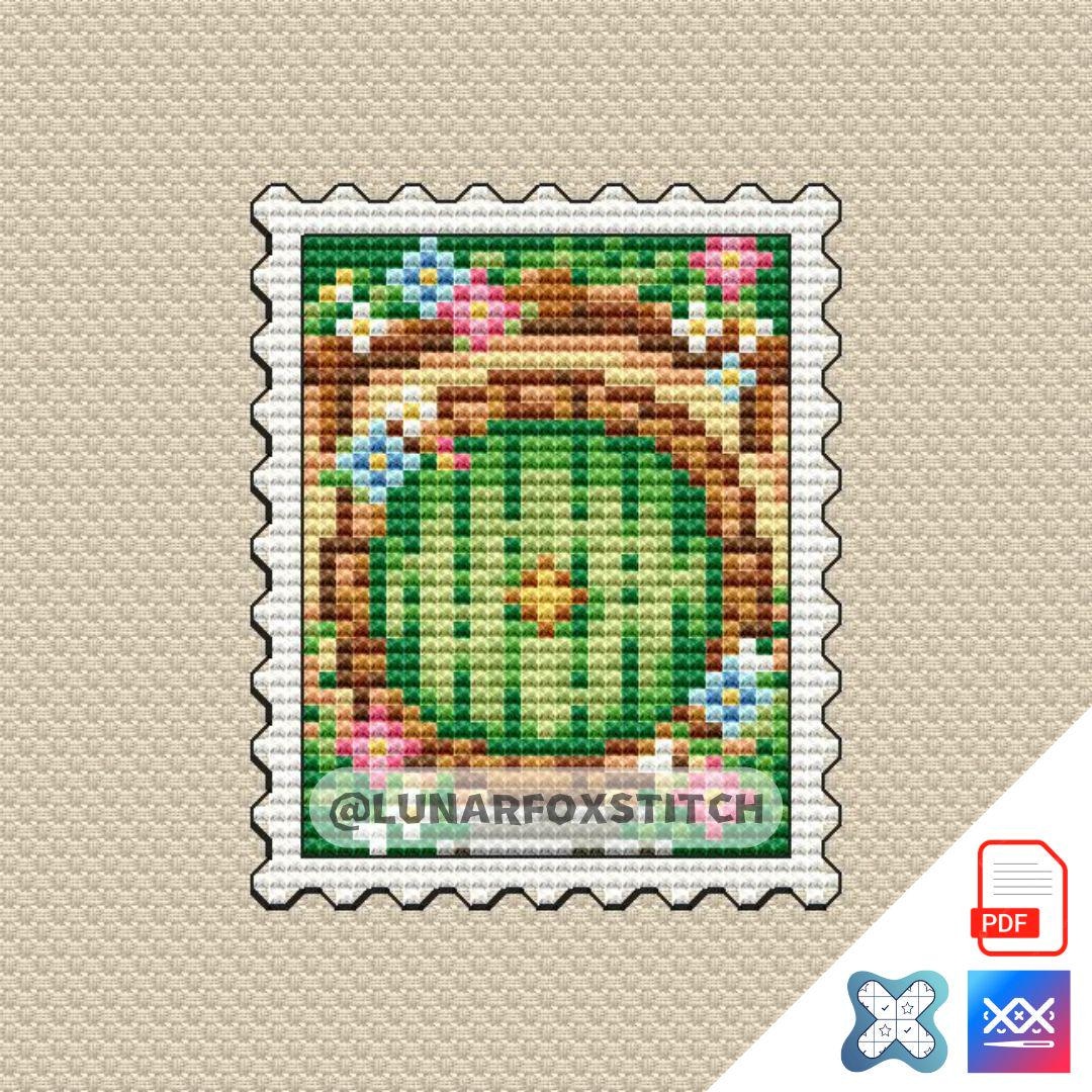 Hobbit Hole Postage Stamp Cross Stitch Pattern - Fantasy Nature Tree ...