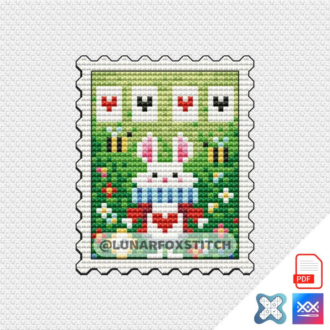 White Rabbit Postage Stamp Cross Stitch Pattern - Alice Cards Princess ...