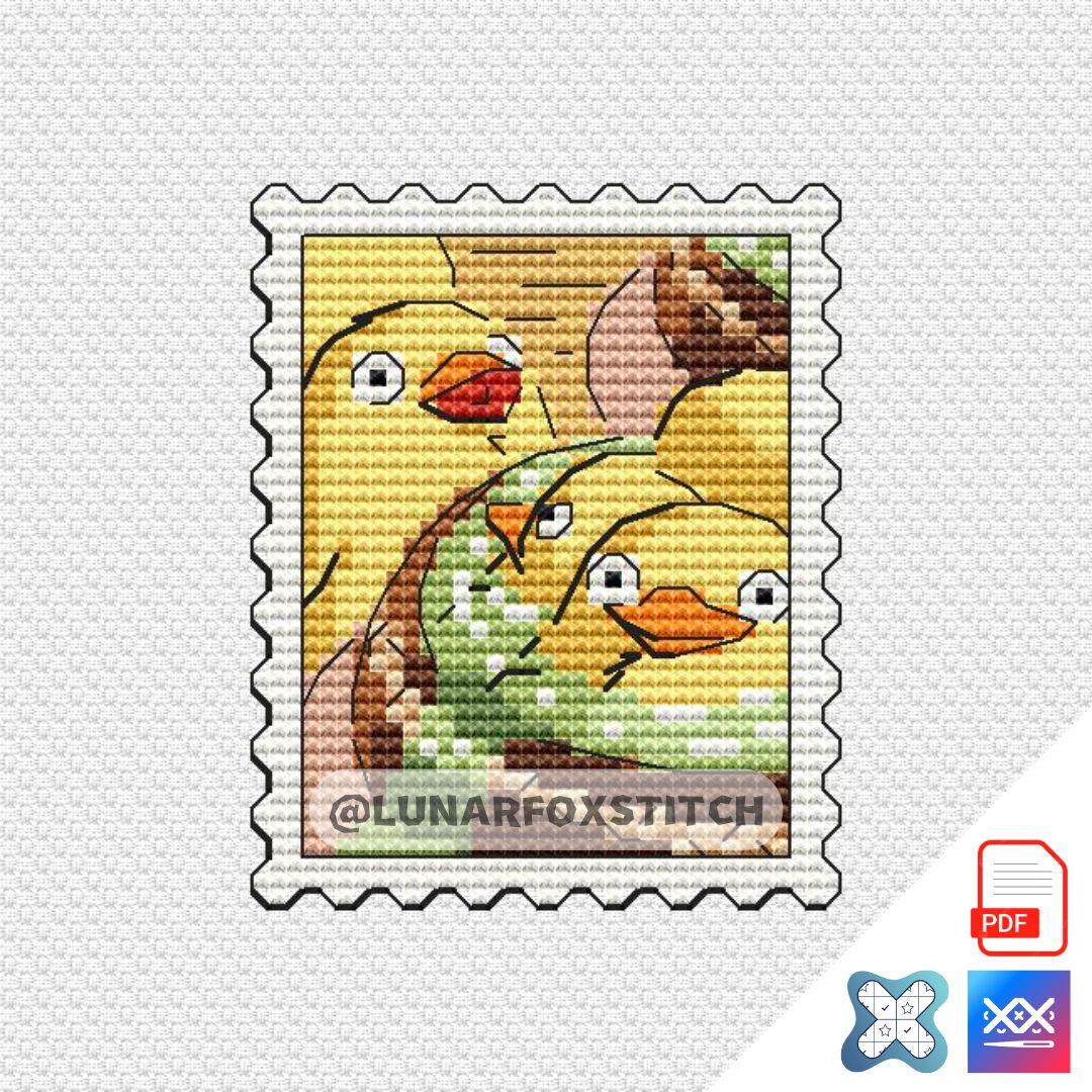 Anime Duck Bath Postage Stamp Cross Stitch Pattern - Kawaii Japan Beast ...