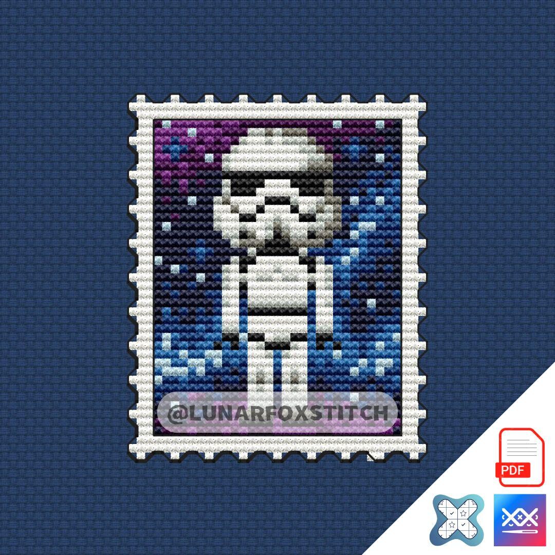 Star Boy Postage Stamp Cross Stitch Pattern - Space Galaxy Robot ...