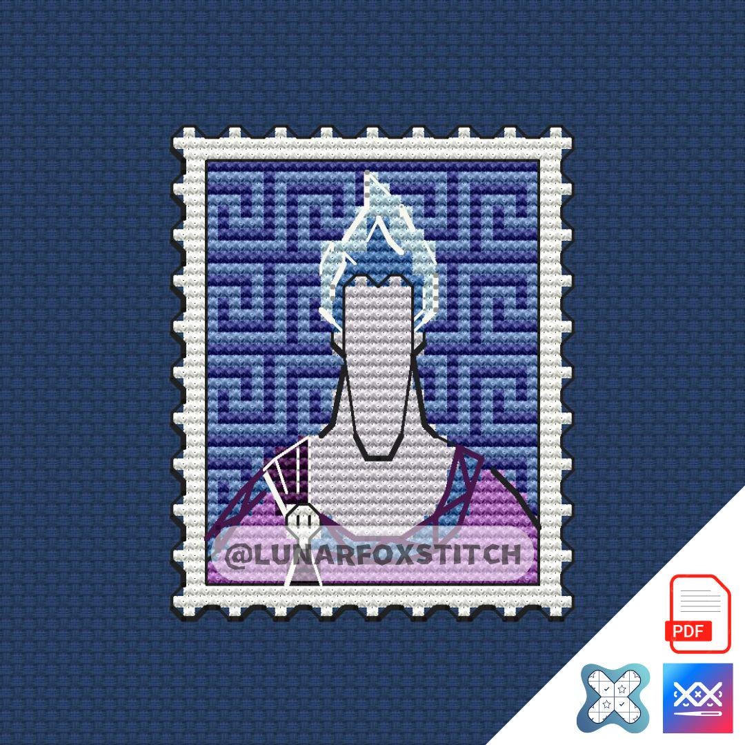 Hades Postage Stamp Cross Stitch Pattern - Blue Villain Greece Hercules ...
