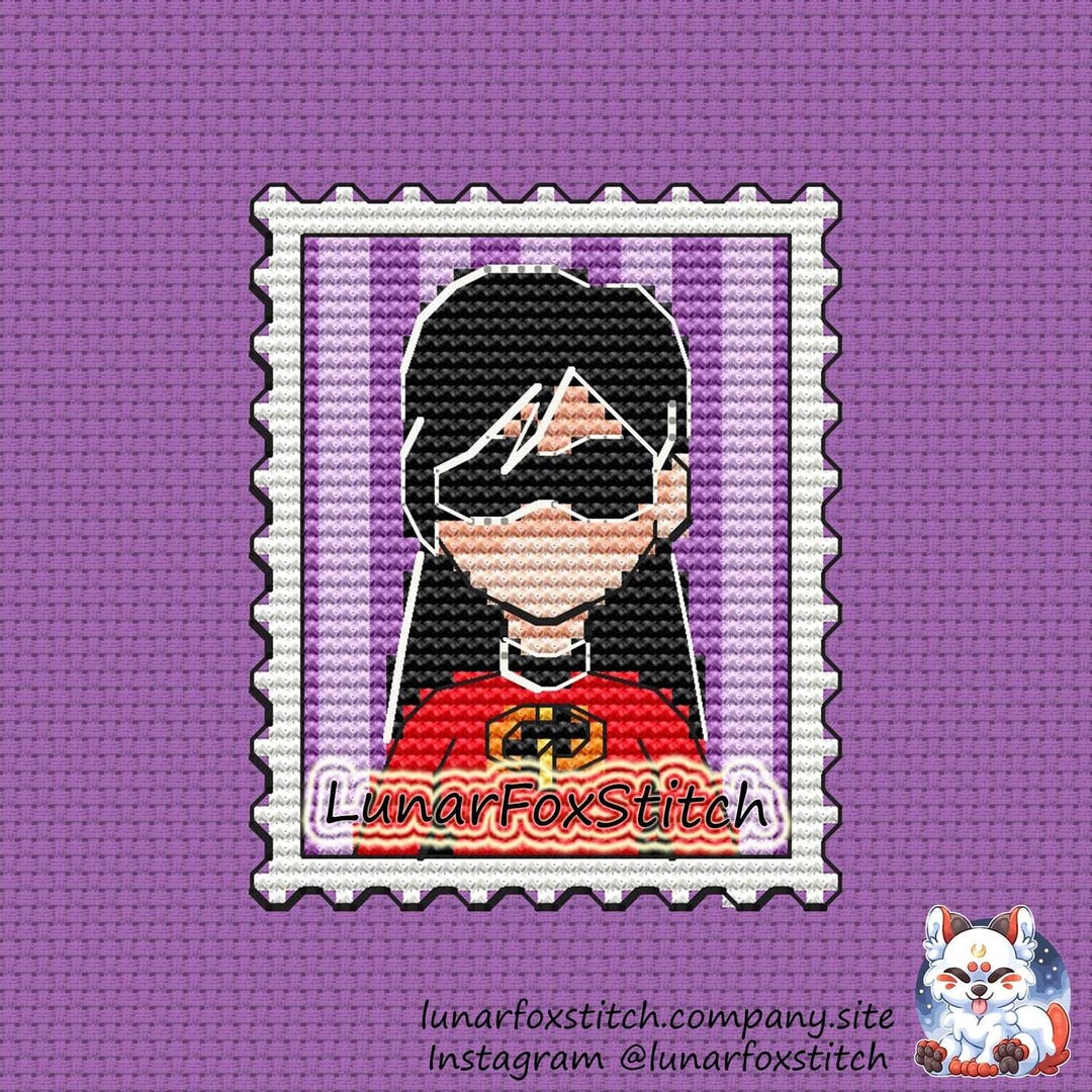 Invisible Girl Postage Stamp Cross Stitch Pattern - Hero Fantasy Red ...