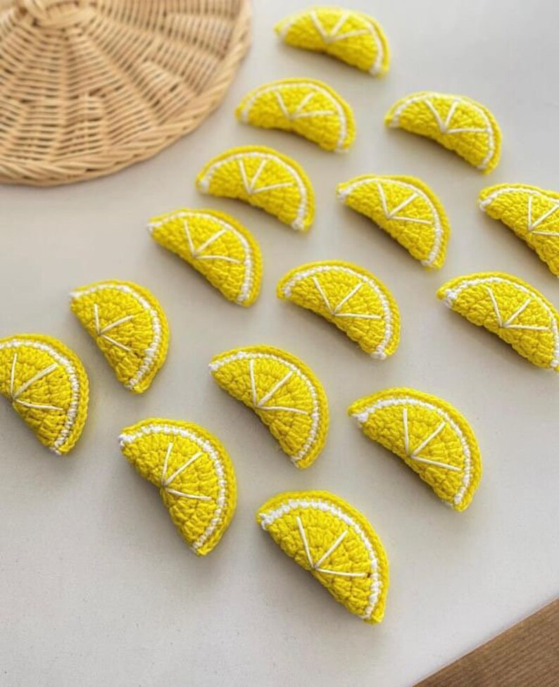10 Pieces Crochet Fruit Slice, Crochet Lemon&lime Slice, Crochet Fruit ...