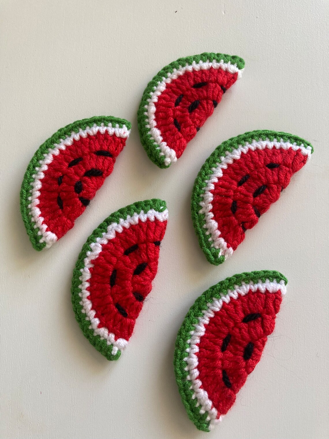 10 Pieces Crochet Watermelon Slice Motif, Crochet Fruit Applique for ...