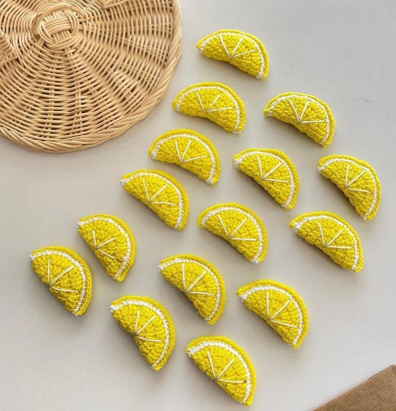 10 Pieces Crochet Fruit Slice, Crochet Lemon&lime Slice, Crochet Fruit ...
