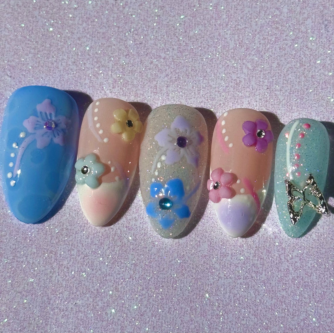 Hibiscus Flower French Tips Press on Nails - Etsy