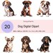 20 Unique Dog Digital Clipart Prints, Puppy Illustration Bundle, Dog ...