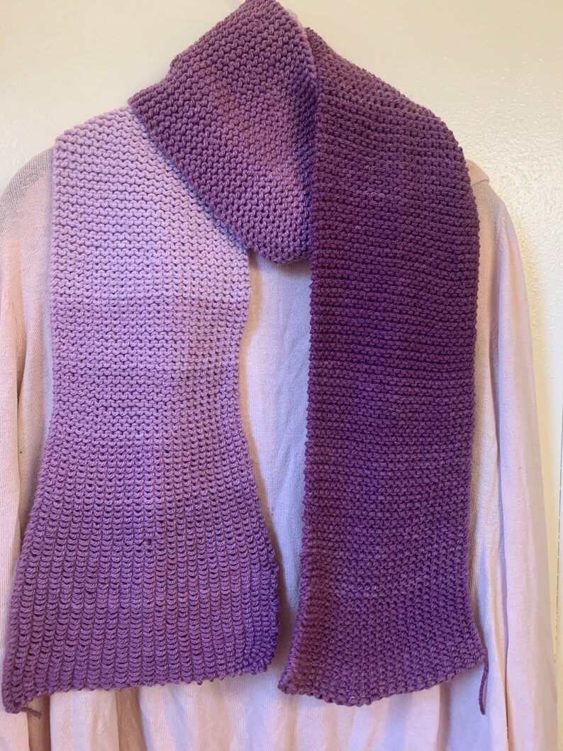 Hand-knit Ombre Purple Garter-stitch Cotton Scarf - Etsy
