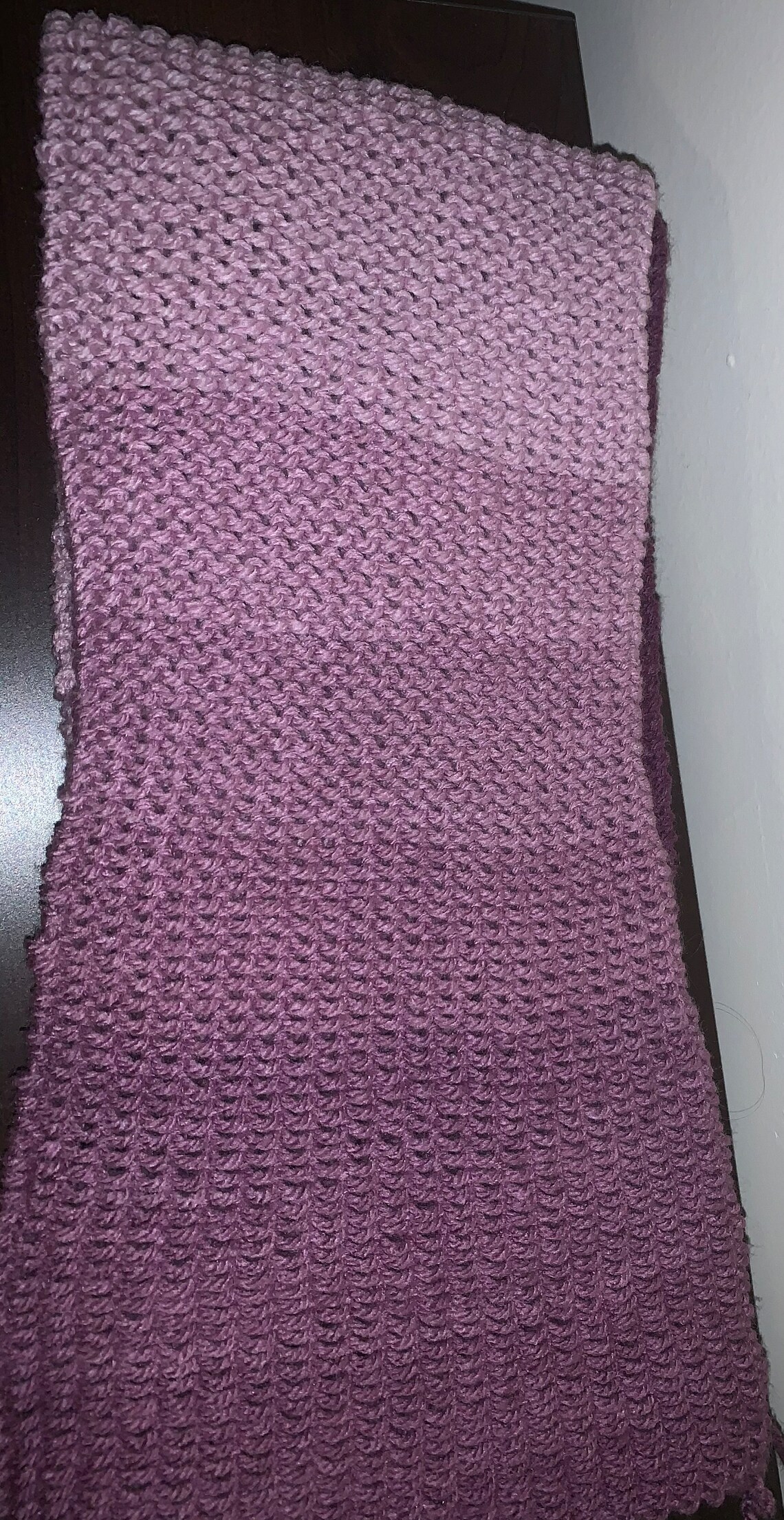 Hand-knit Ombre Purple Garter-stitch Cotton Scarf - Etsy